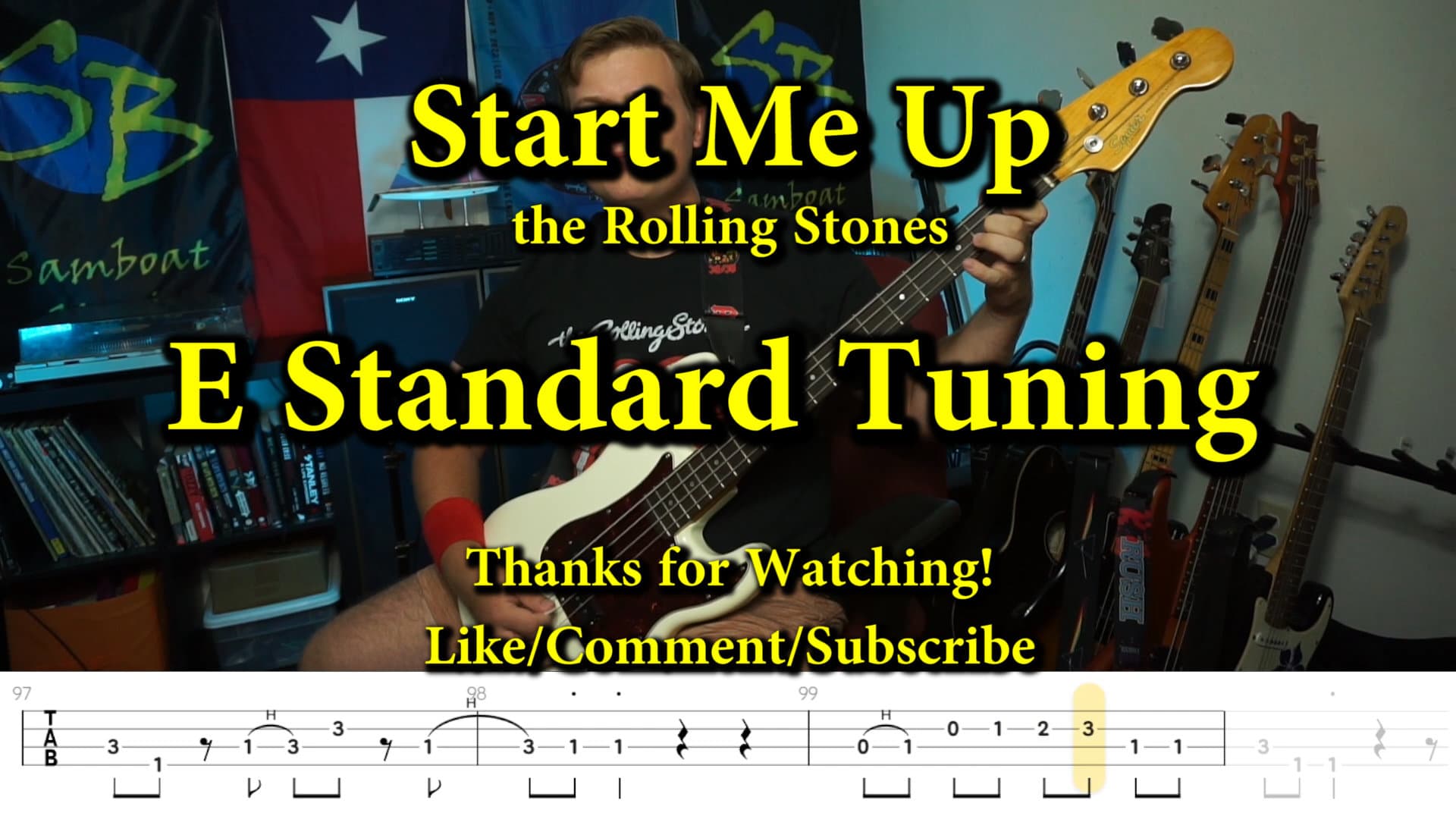 Start Me Up - Rolling Stones (Bass Cover with Tabs) - SamboatMusic